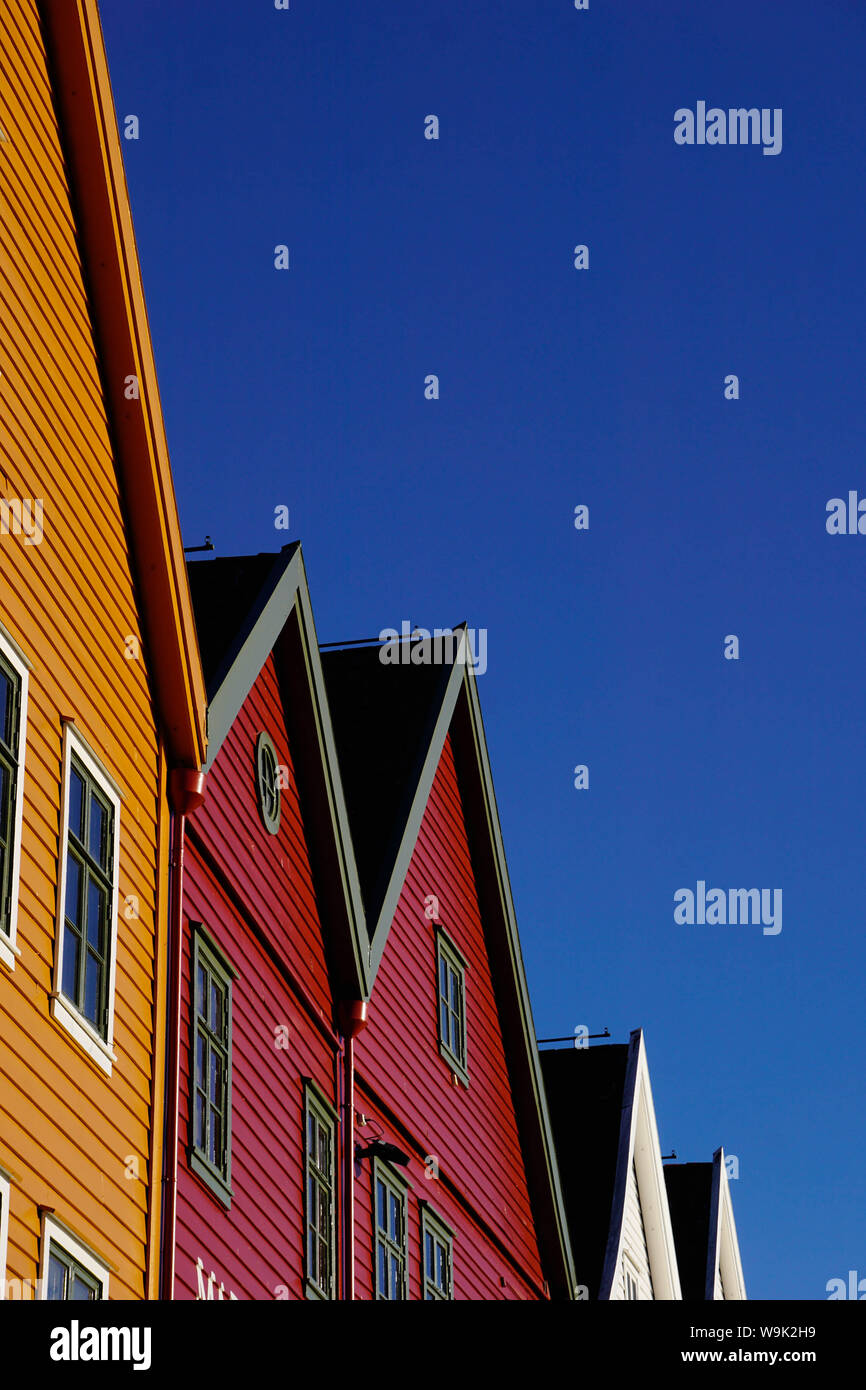 Traditional wooden Hanseatic merchants buildings of the Bryggen, UNESCO ...