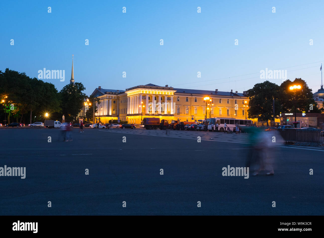 The 19th century Russian Admirality building (1806-1823) at twilight in ...