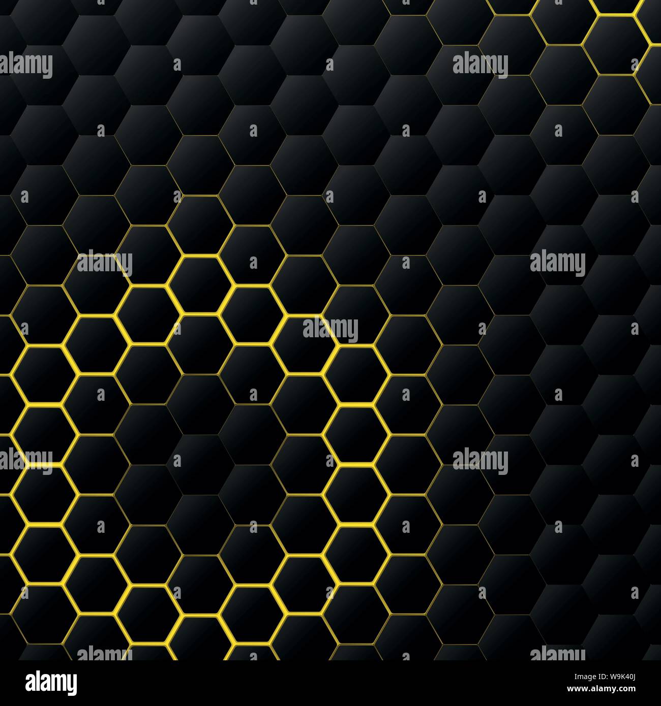 Abstract hexagonal black tech on yellow background. You can use for ad ...