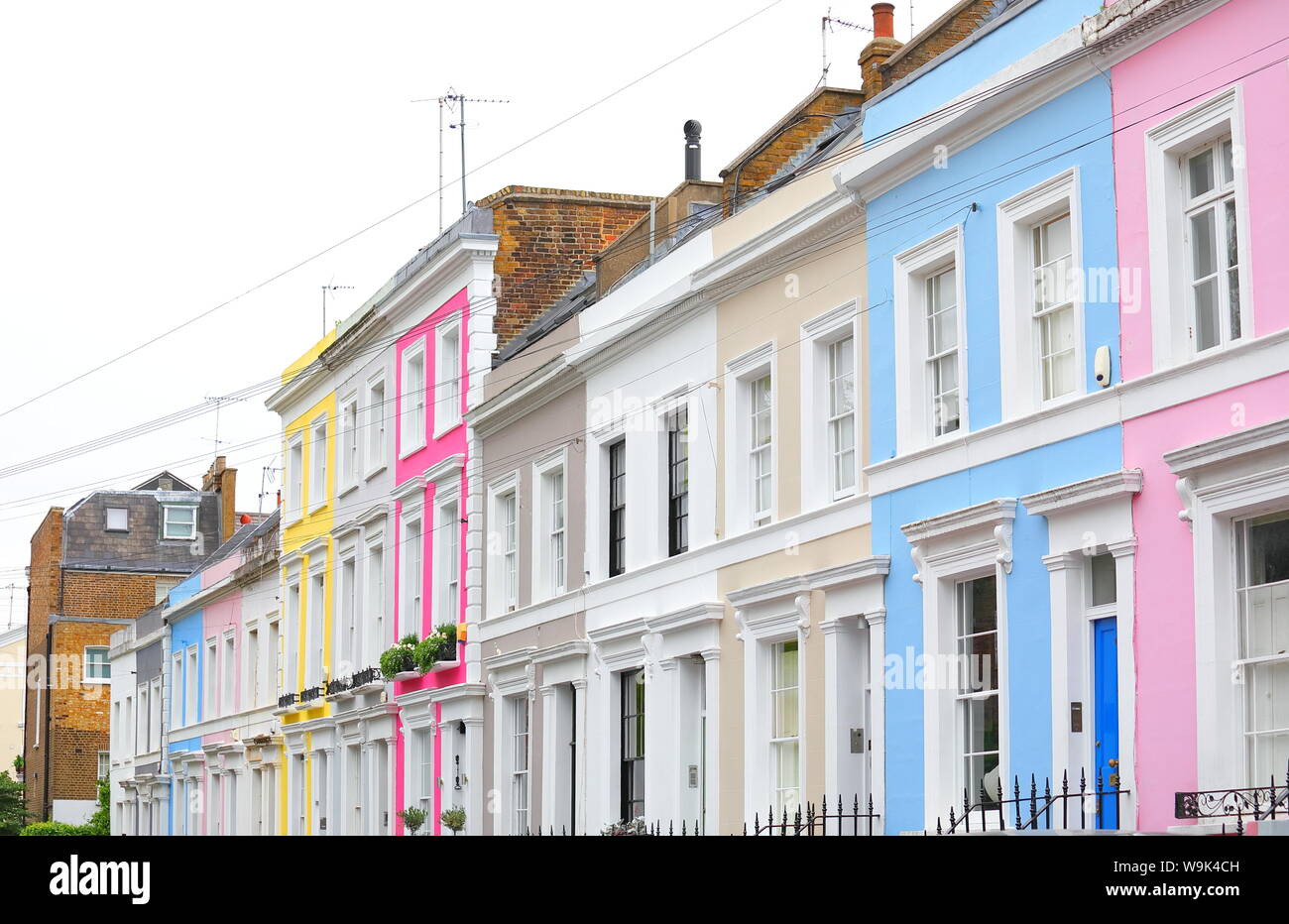 Notting Hill street colourful house cityscape London UK Stock Photo - Alamy