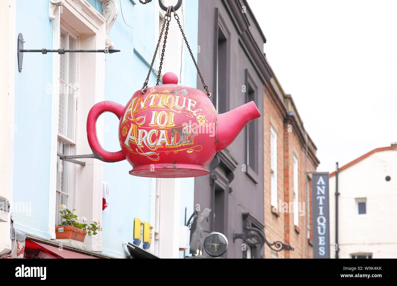 Portobello Road market antique shop sign London UK Stock Photo - Alamy