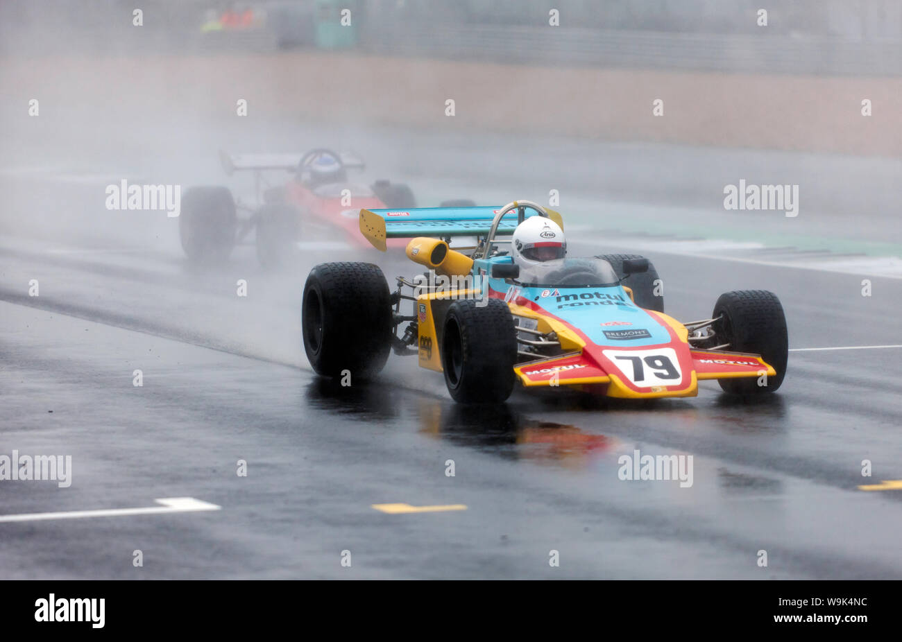 Andrew Hibberd driving his 1972, Brabham BT38 in the rain during the ...