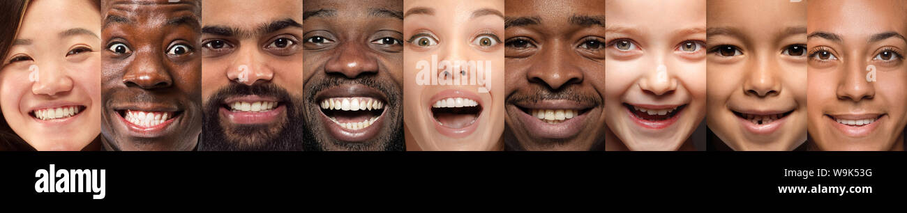 Close up portrait of young people. The human emotions, facial ...