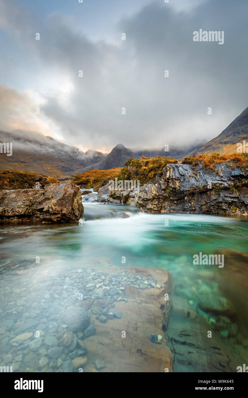 The Black Cuillin mountains in Glen Brittle from the Fairy Pools, Isle ...