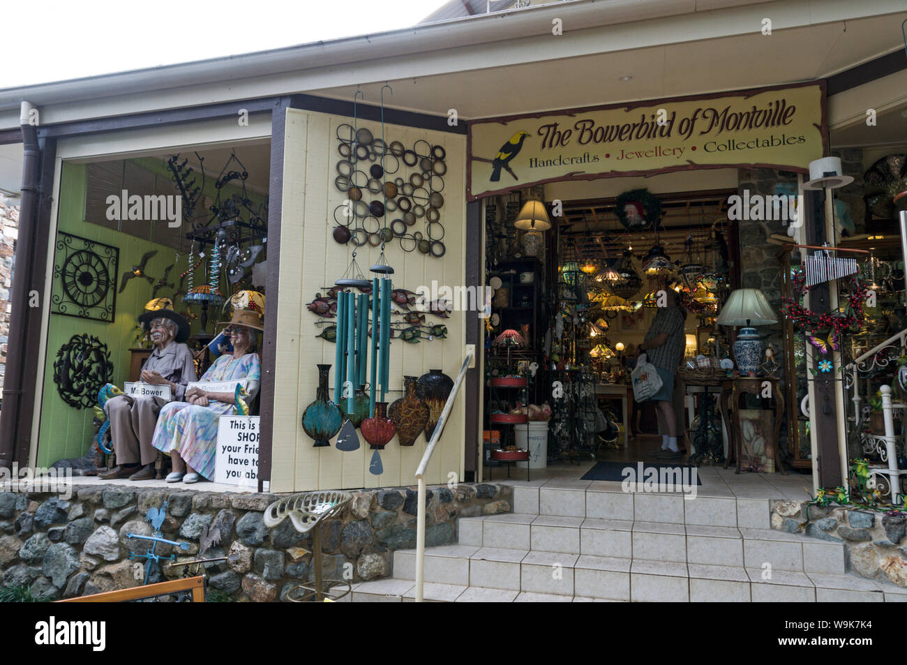 Two window dummies in a shop window display in a small town of ...