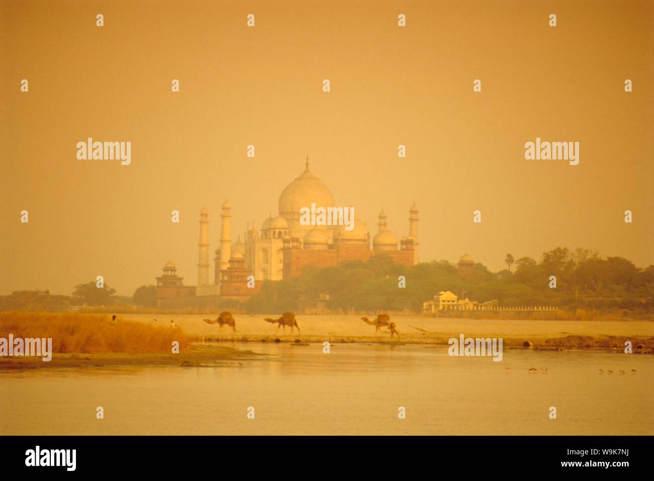 The Taj Mahal, built by the Moghul emperor Shah Jehan (Jahan) seen from ...