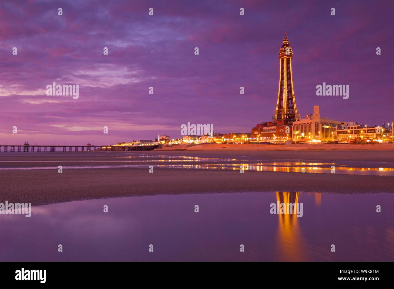 Blackpool Illuminations at sunset, Blackpool, Lancashire, England ...