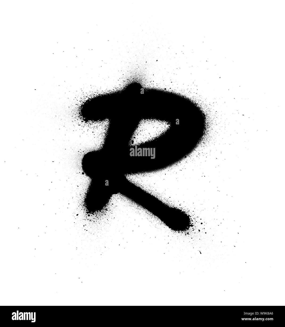 graffiti thin R font sprayed in black over white Stock Vector Image ...