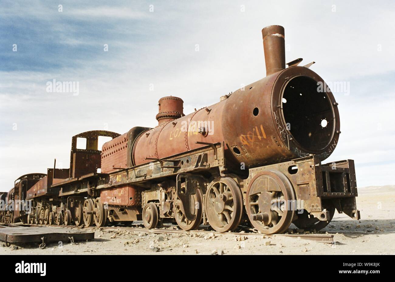 Rusting locomotive at train graveyard, Uyuni, Bolivia, South America ...