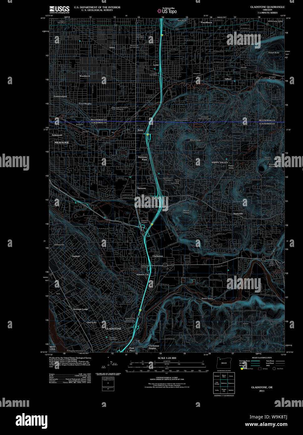 Map of gladstone oregon hi-res stock photography and images - Alamy