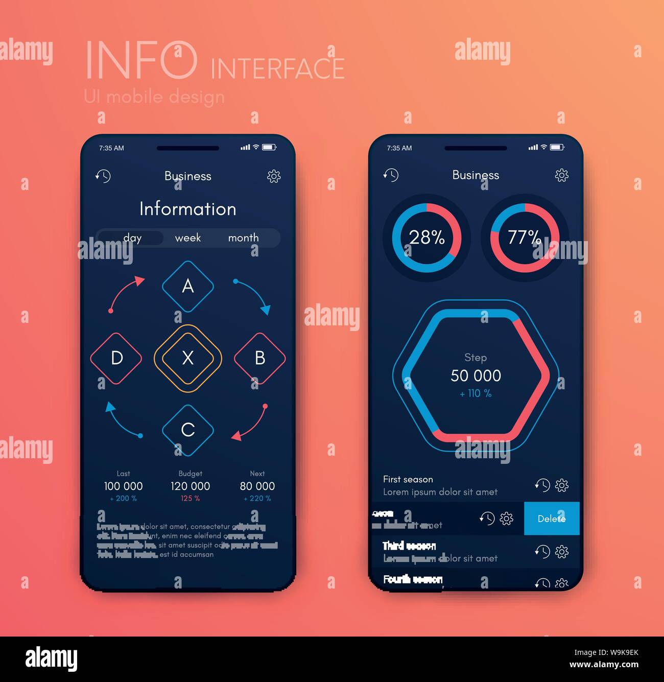 Mobile application interface. Ui design, stock vector Stock Vector Image & Art - Alamy