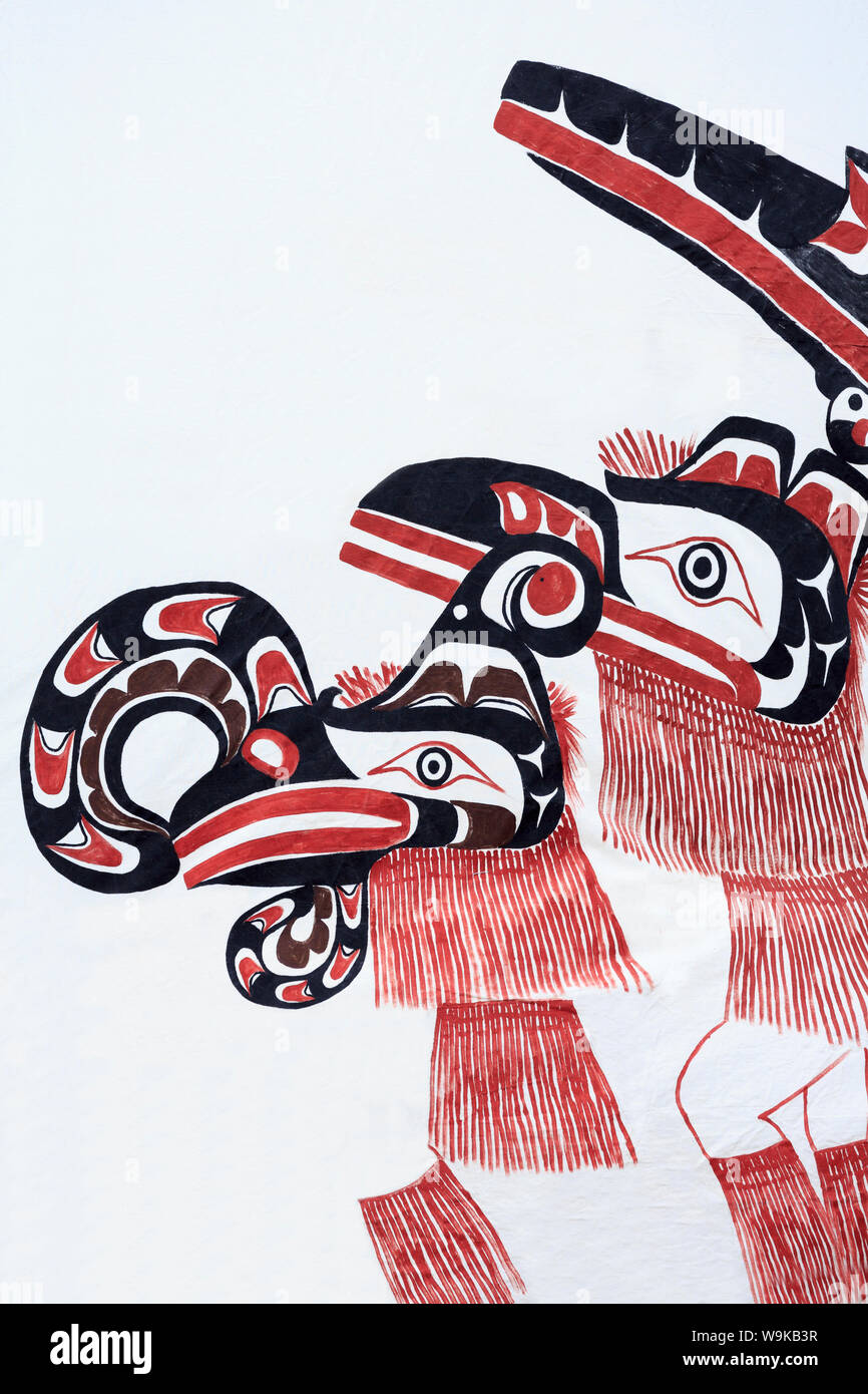 First Nations dancers backdrop, Port Alberni, Vancouver Island, British ...