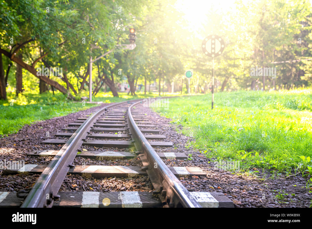 Small narrow gauge railway in the park. beautiful view Stock Photo - Alamy