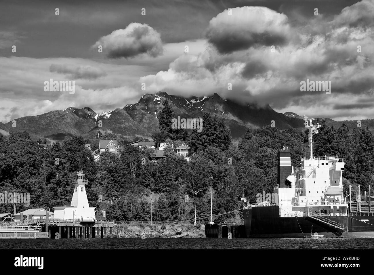 Loading logs on ship, Port Alberni, Vancouver Island, British Columbia ...