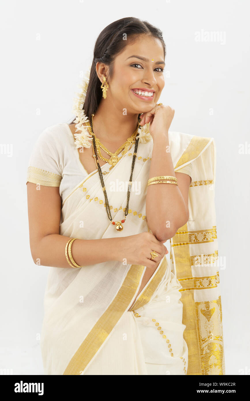 South indian woman smiling hand hi-res stock photography and images - Alamy