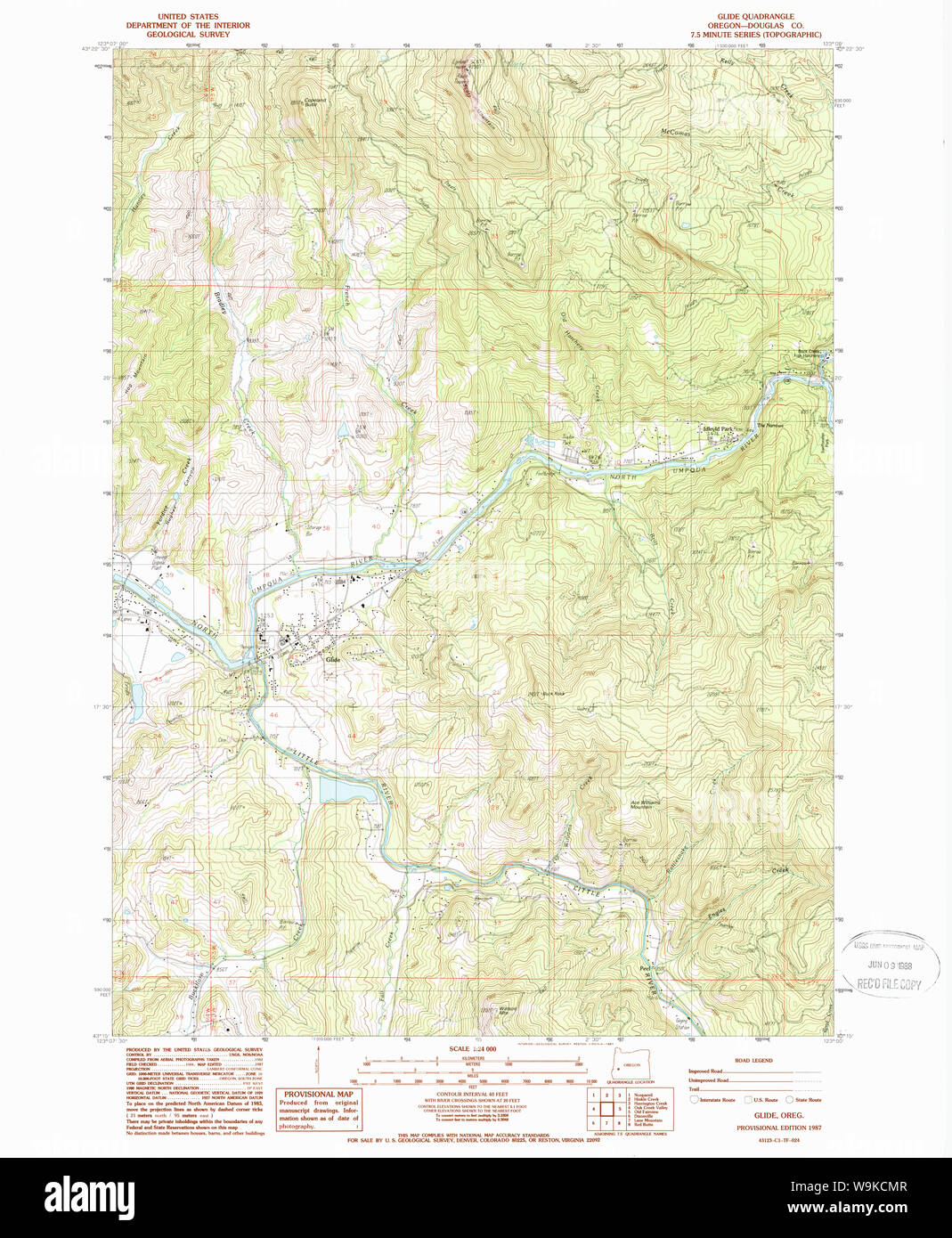 USGS Topo Map Oregon Glide 280036 1987 24000 Restoration Stock Photo ...