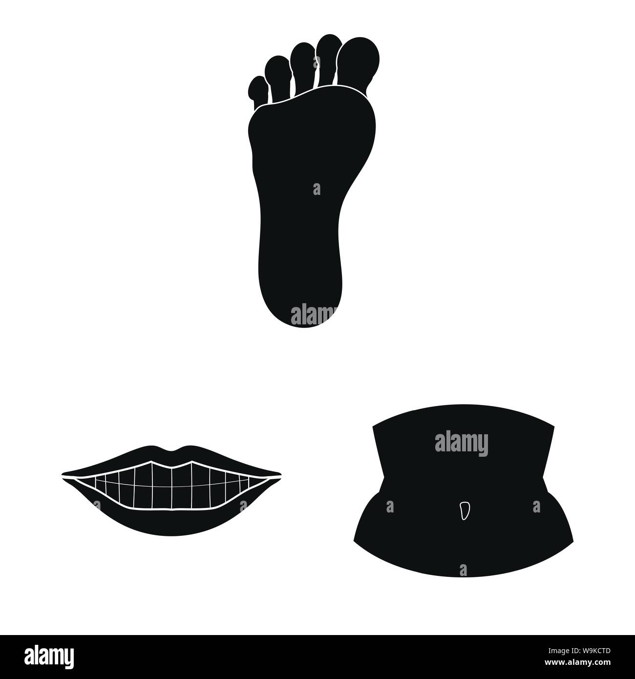 Vector illustration of body and part symbol. Set of body and anatomy ...