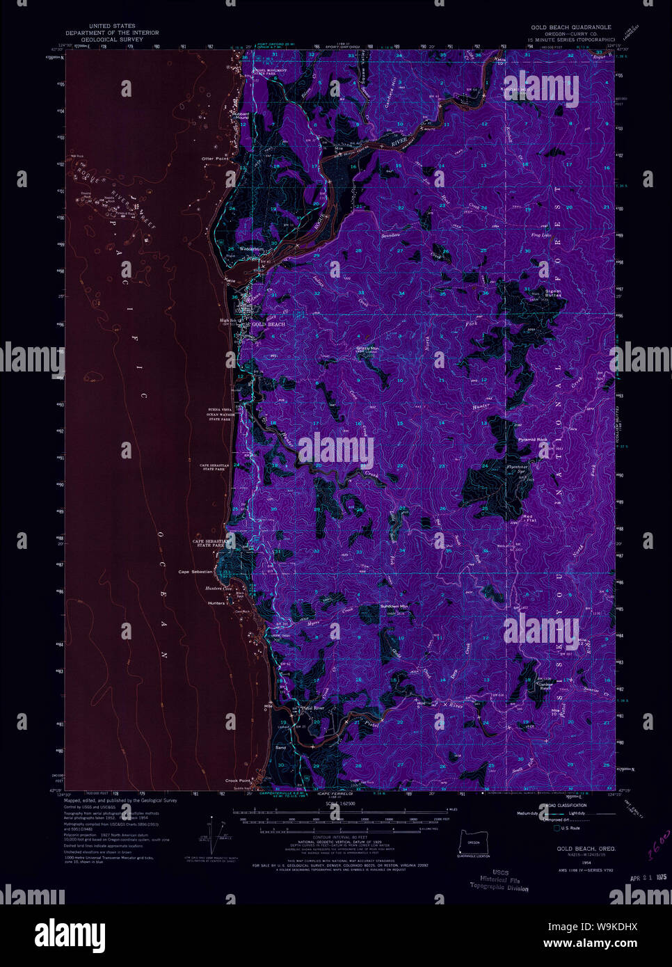 Map of gold beach oregon hi-res stock photography and images - Alamy