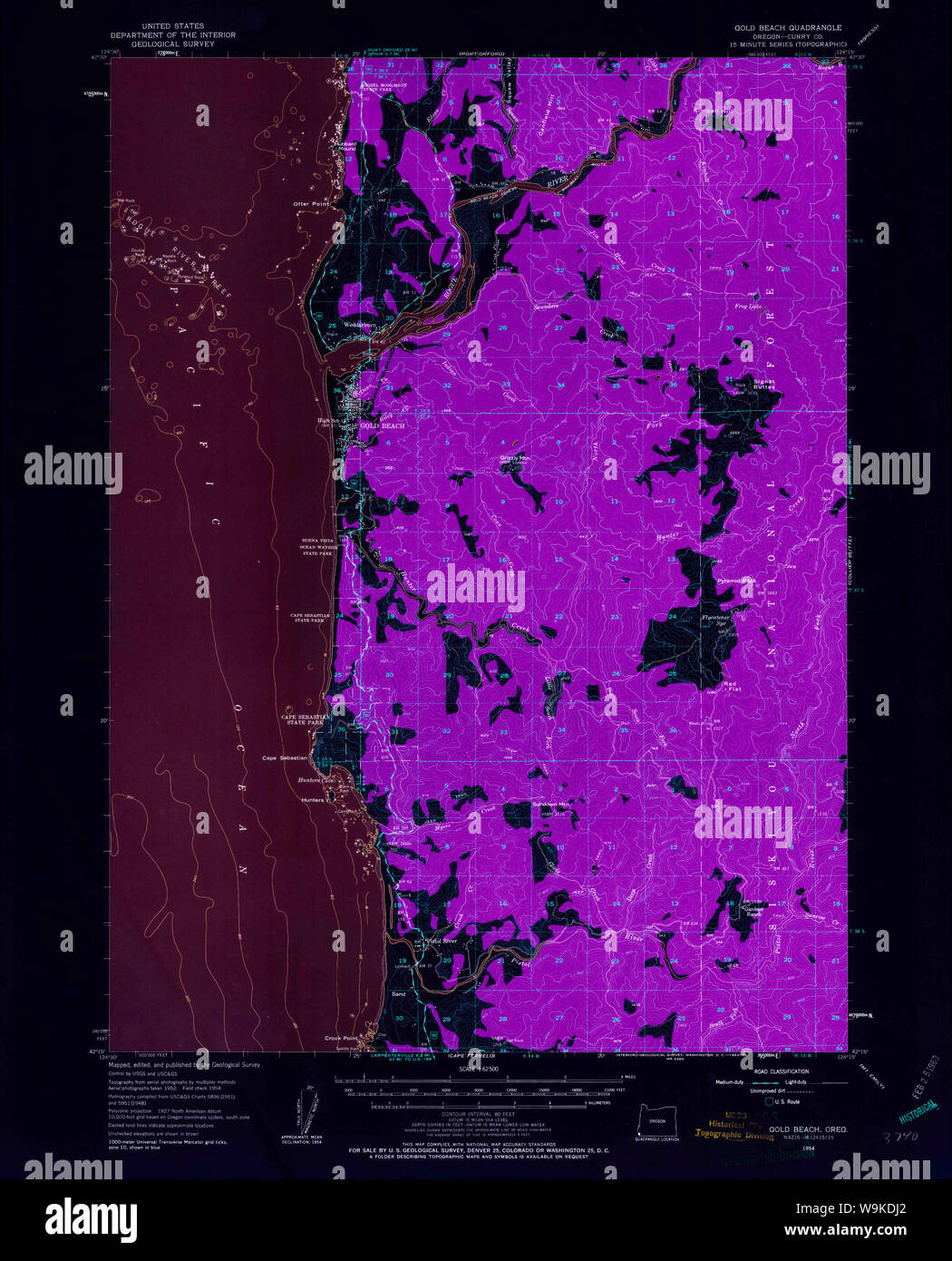 Map of gold beach oregon hi-res stock photography and images - Alamy