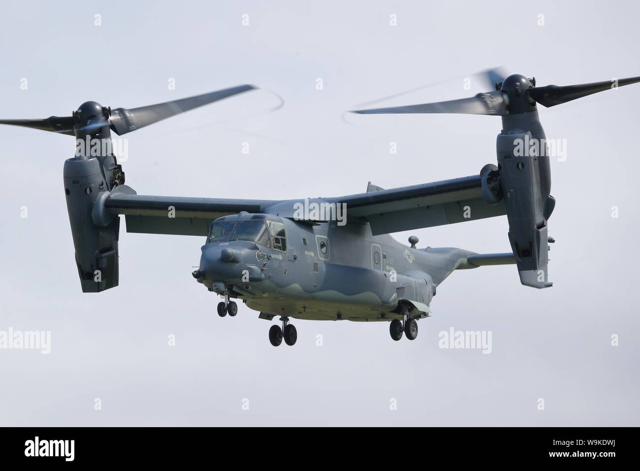 Bell Boeing V-22 Osprey tilt rotor aircraft in horizontal flight at the ...