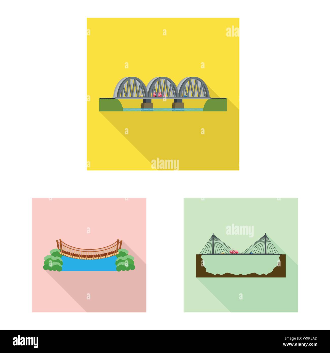 Vector design of bridgework and bridge sign. Collection of bridgework ...