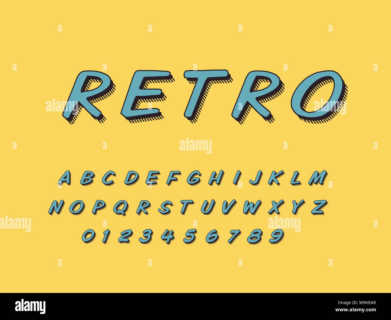 Retro font and alphabet. Stock vector illustration Stock Vector Image ...