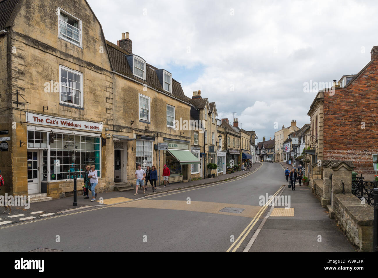 Row of traditional independent shops in High Street, Winchcombe ...