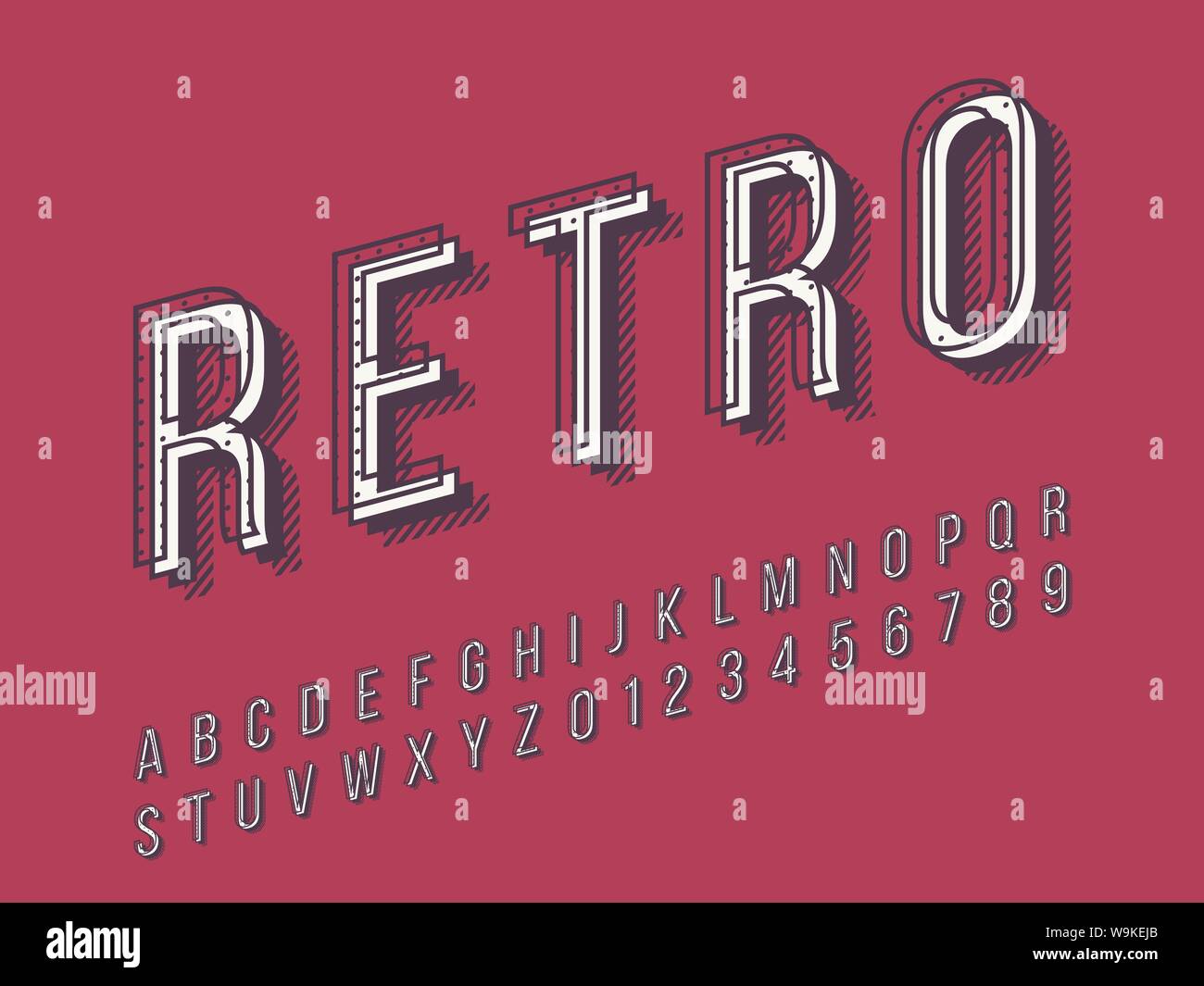 Retro font and alphabet. Stock vector illustration Stock Vector Image ...