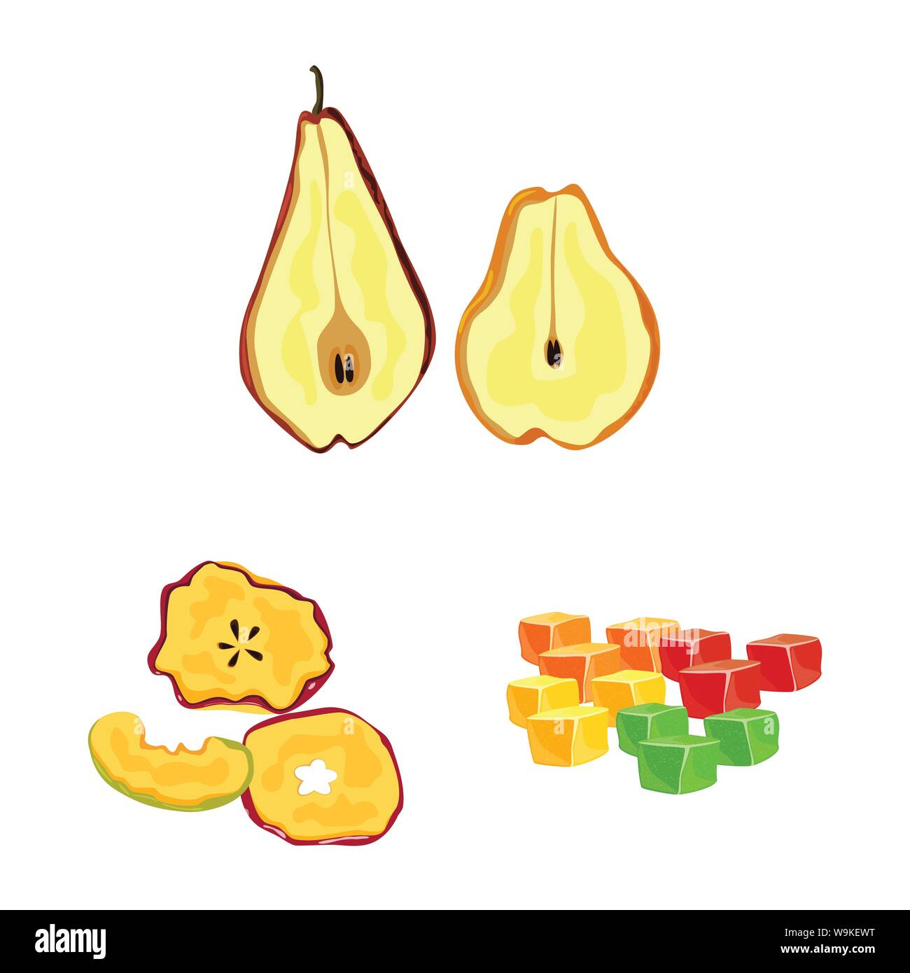 Vector illustration of fruit and dried symbol. Collection of fruit and ...