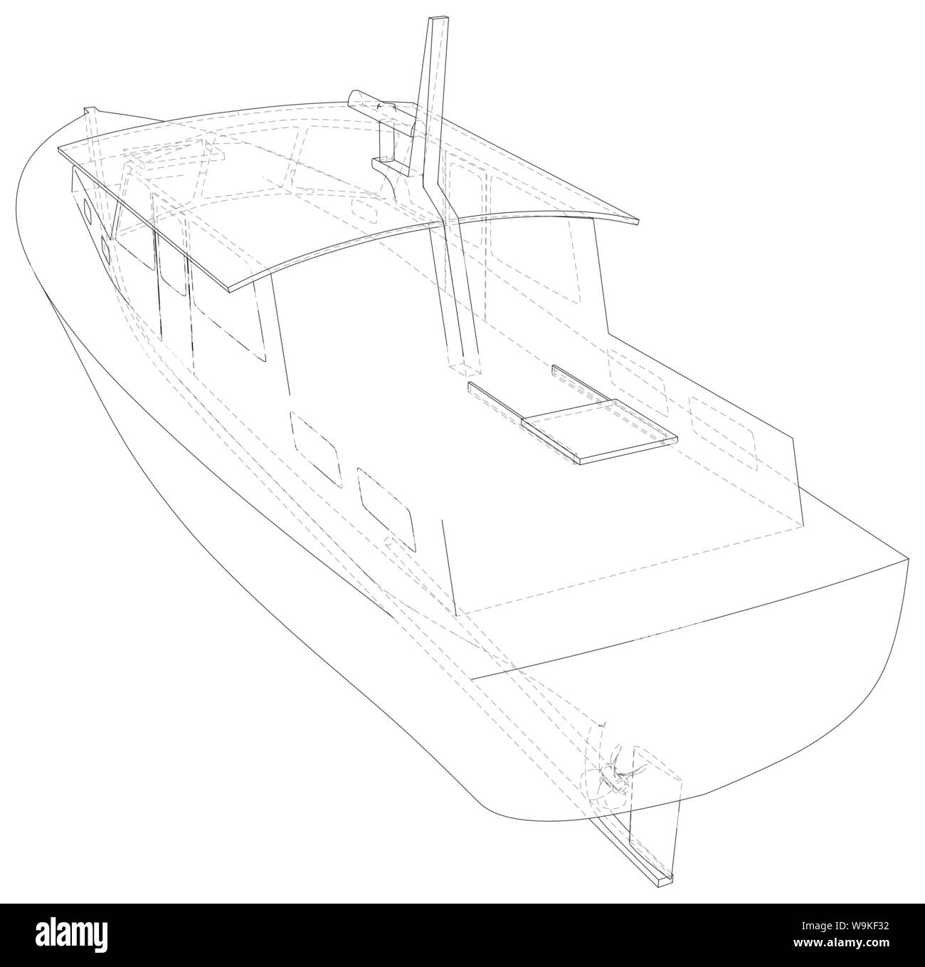 Ships, boats wire-frame. Vector illustration. Tracing illustration of ...