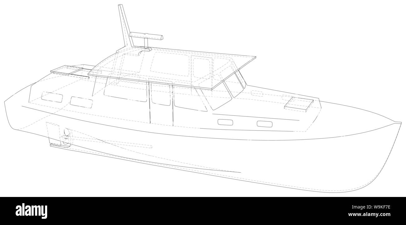 Ships, boats wire-frame. Vector illustration. Tracing illustration of ...