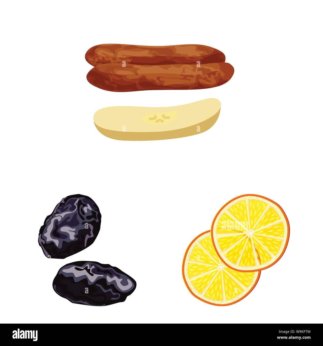 Vector design of fruit and dried sign. Set of fruit and food stock ...