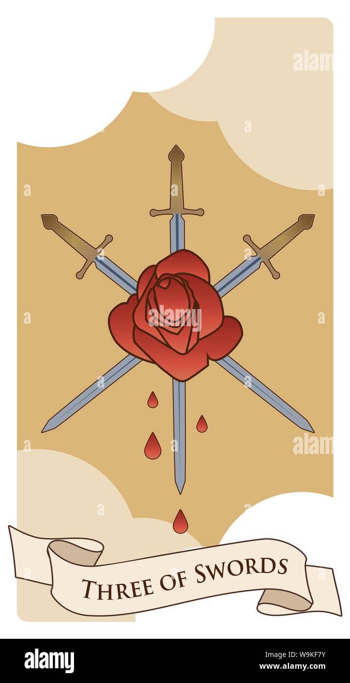 Three of swords tarot Stock Vector Images - Alamy