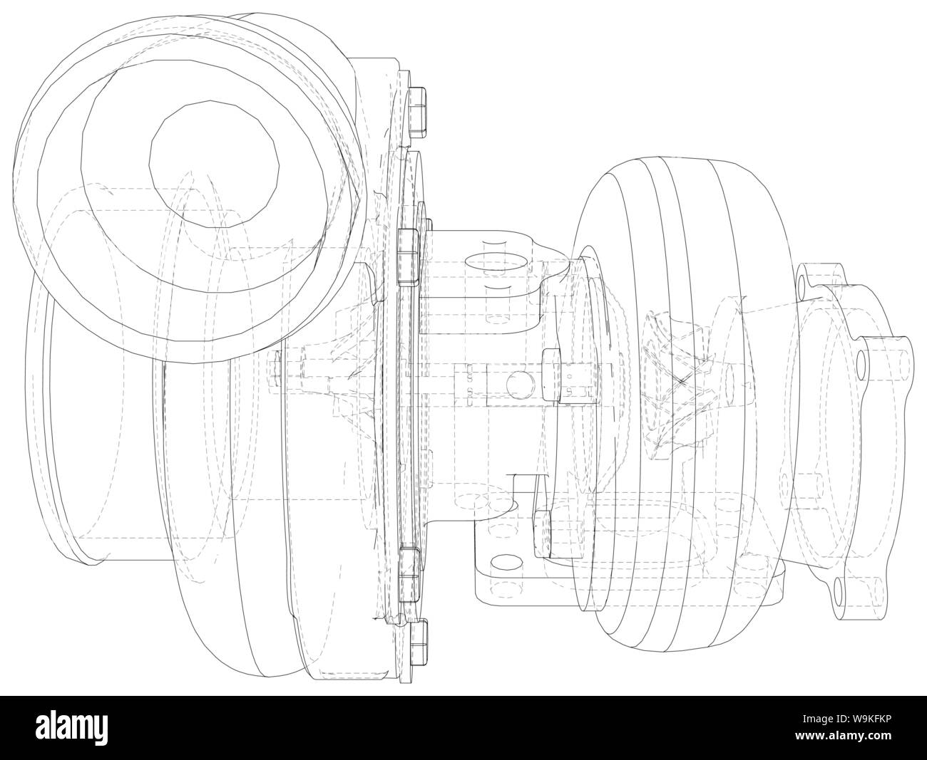 Isolated illustration of car turbocharger on white background ...