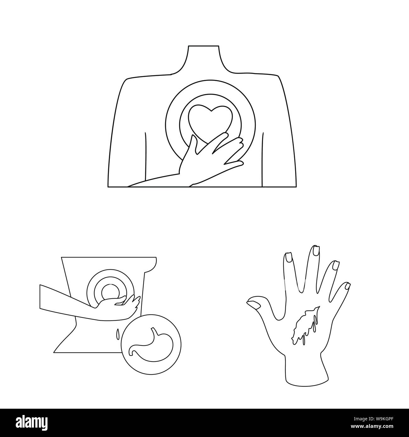 Vector illustration of bone and inflammation icon. Collection of bone ...