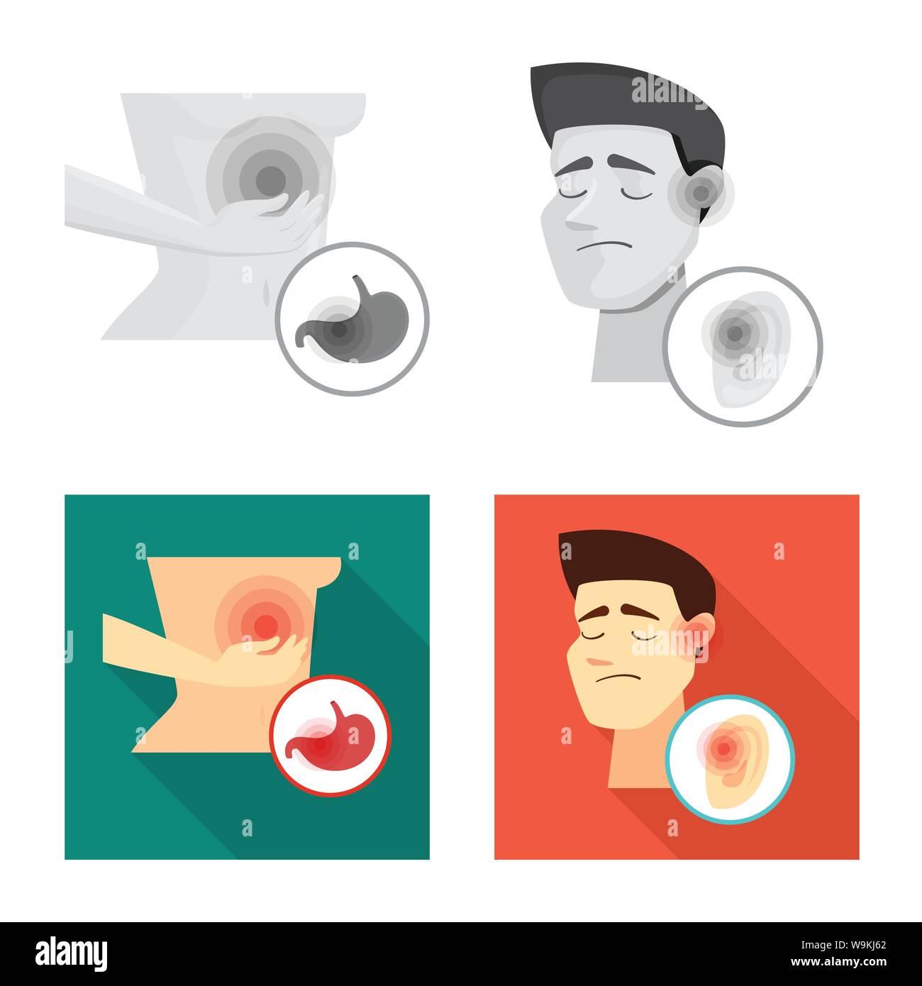 Vector design of hospital and rendering symbol. Collection of hospital ...