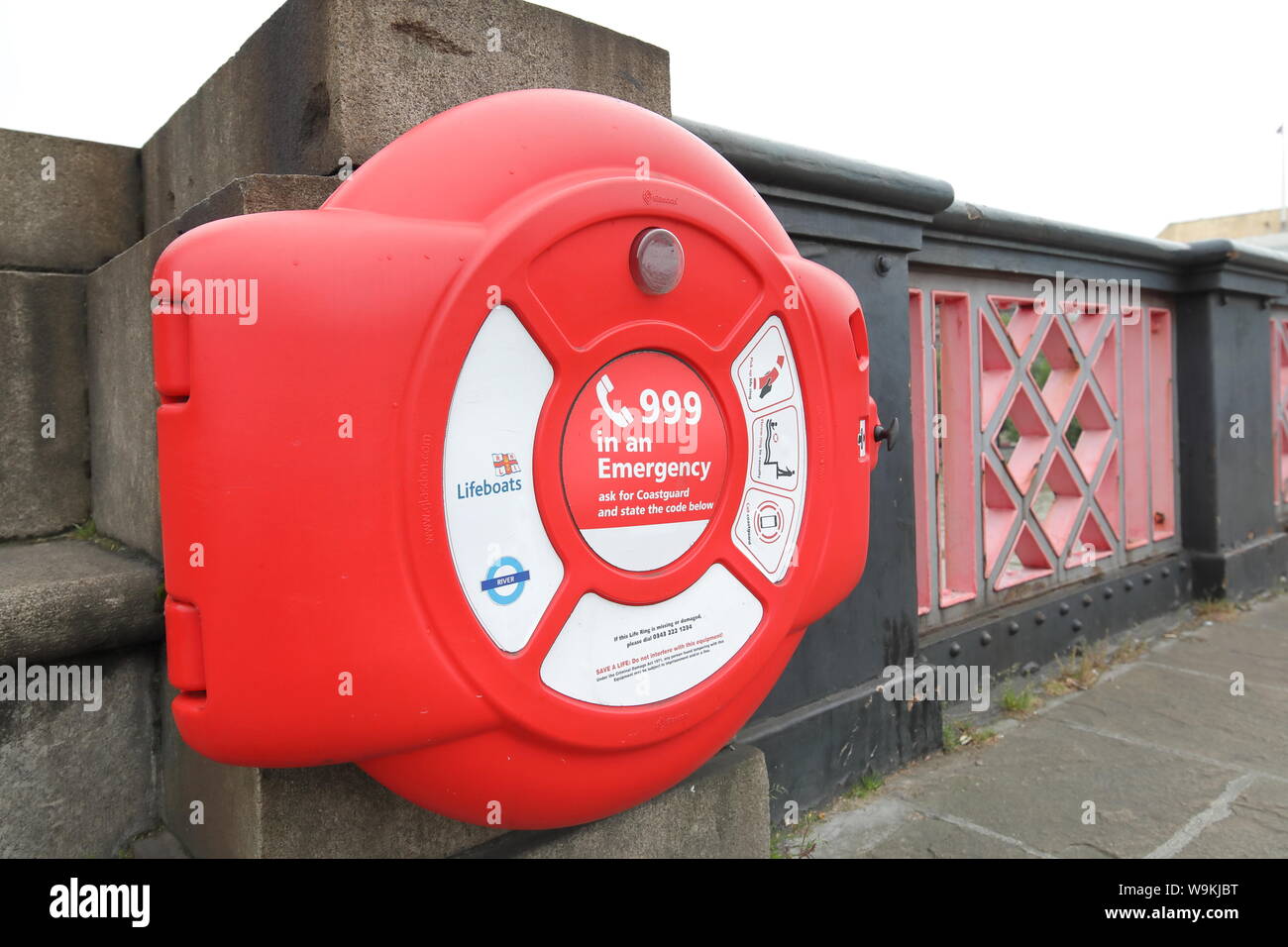 Emergency life ring London UK Stock Photo - Alamy