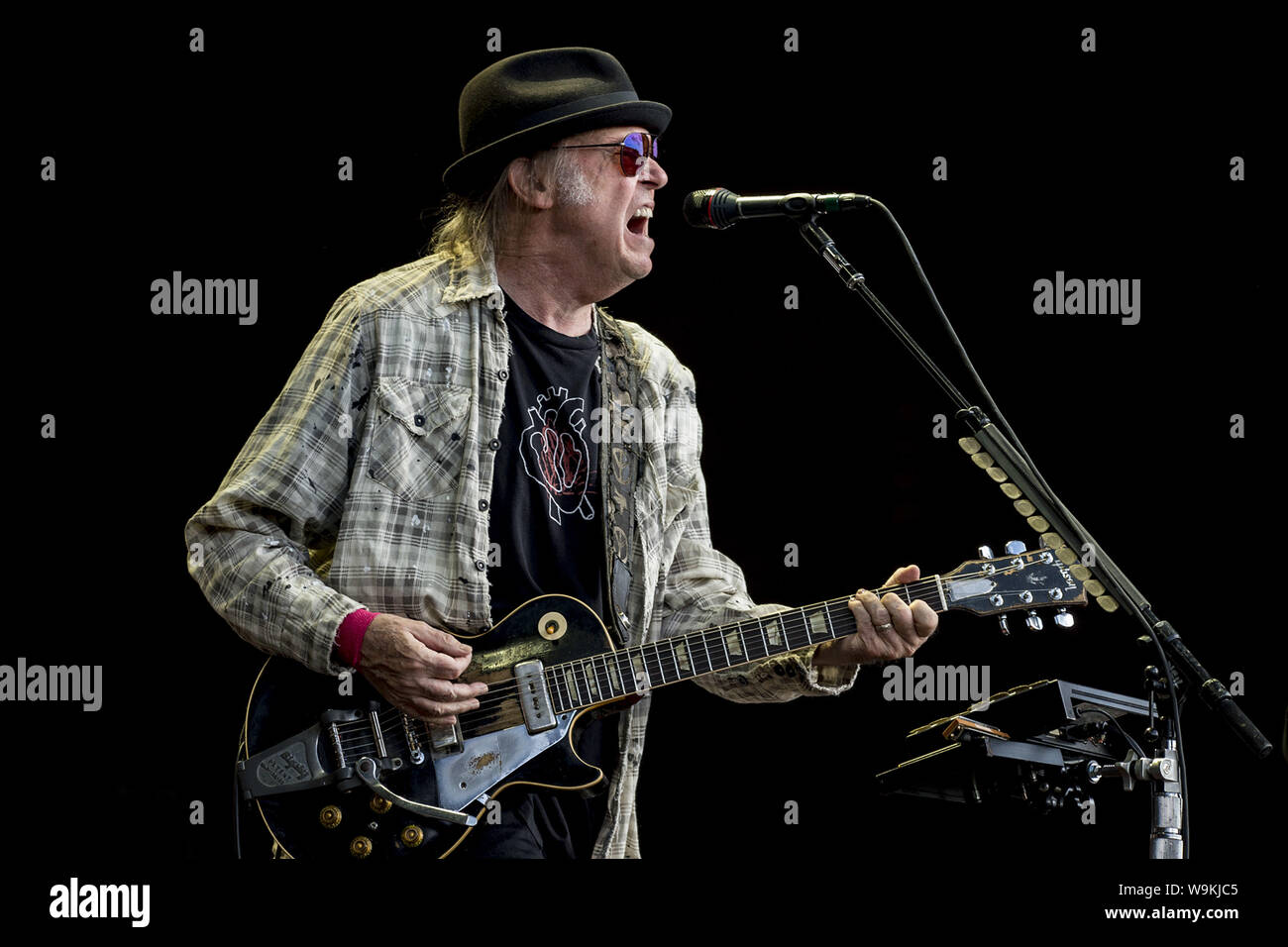 LONDON, ENGLAND: Neil Young performs on the Great Oak Stage in Hyde ...