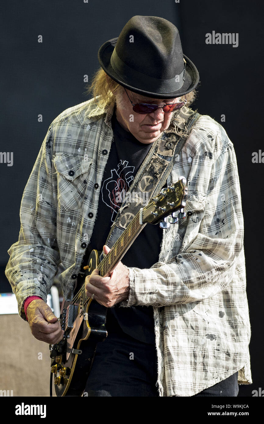 LONDON, ENGLAND: Neil Young performs on the Great Oak Stage in Hyde ...