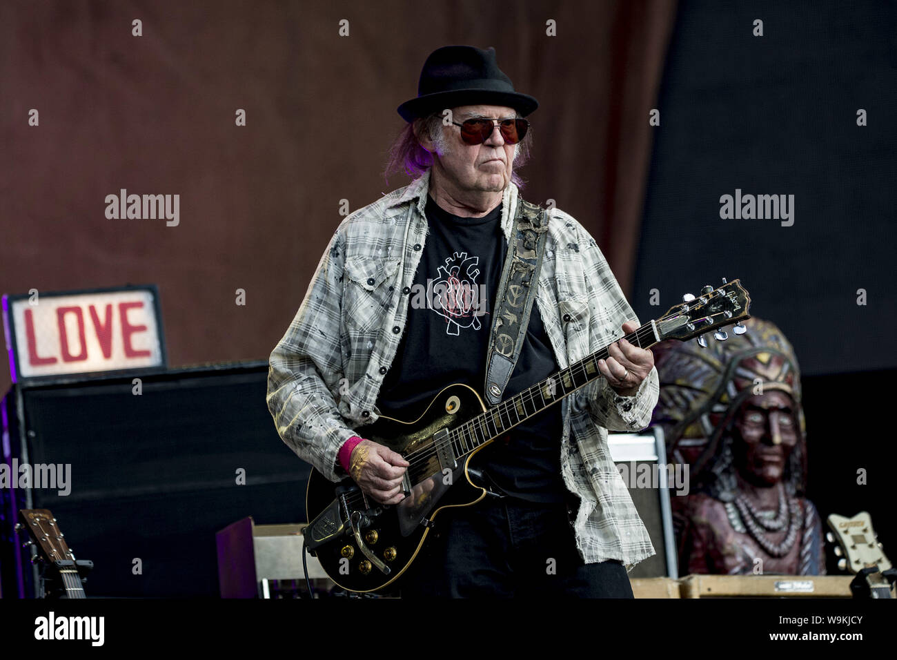 LONDON, ENGLAND: Neil Young performs on the Great Oak Stage in Hyde ...