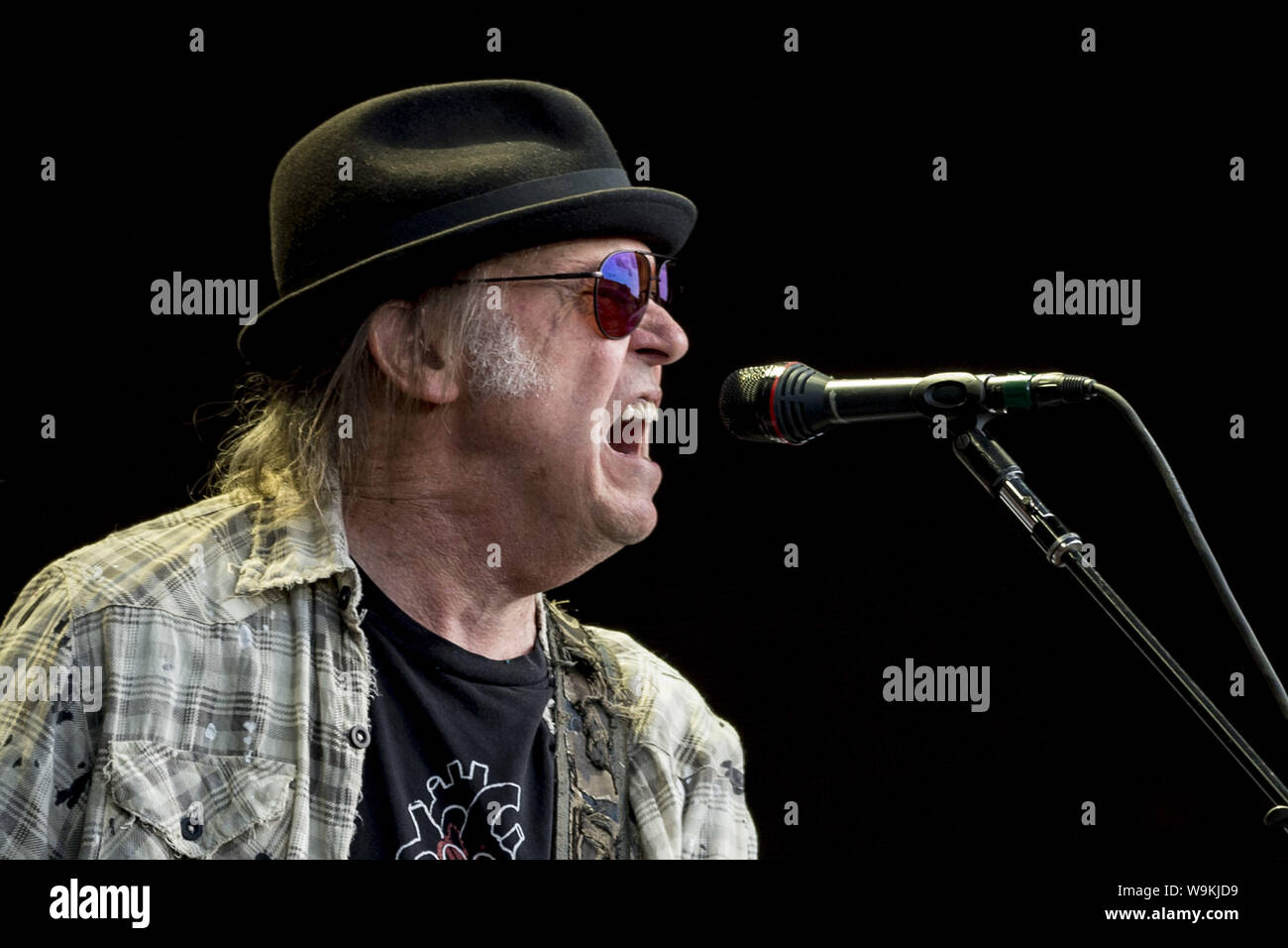LONDON, ENGLAND: Neil Young performs on the Great Oak Stage in Hyde ...