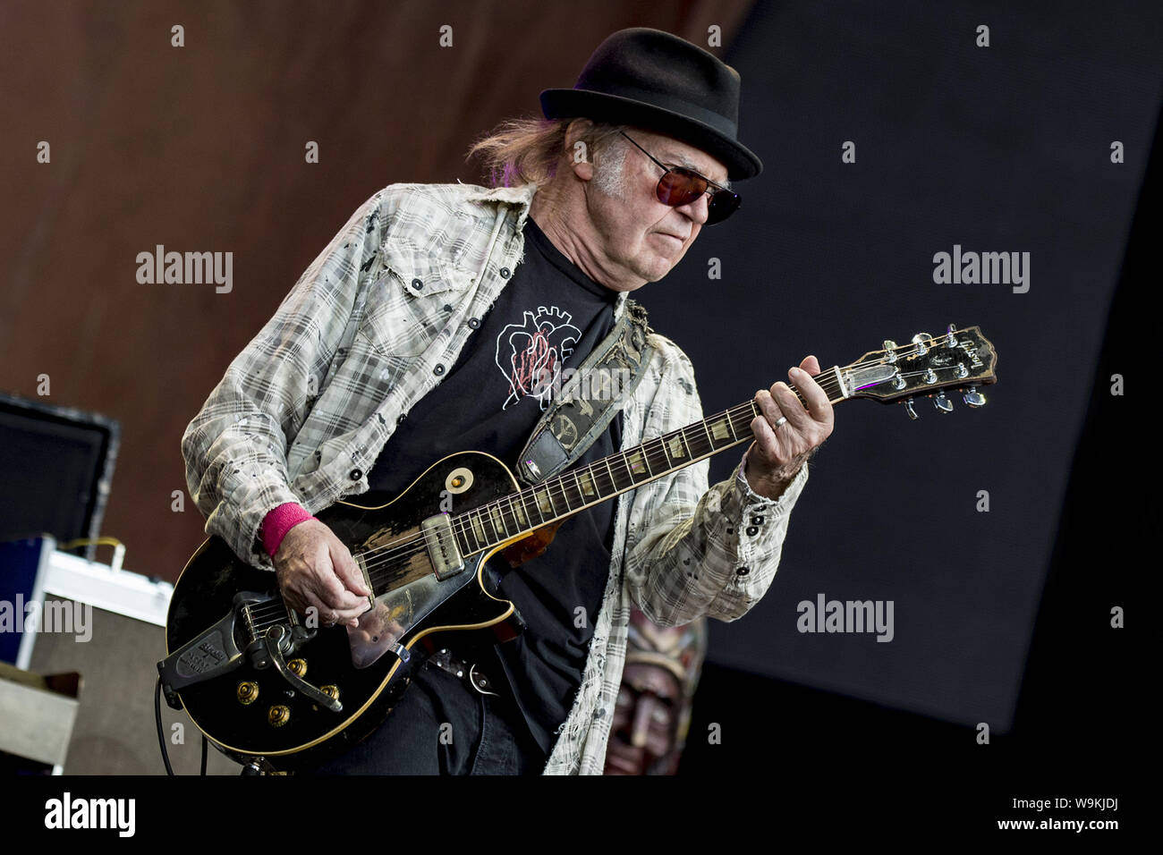 LONDON, ENGLAND: Neil Young performs on the Great Oak Stage in Hyde ...