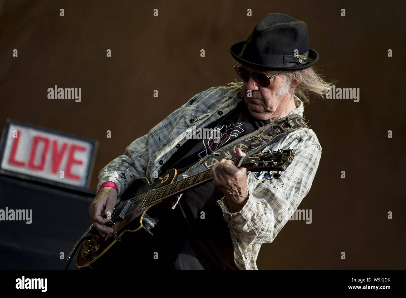 LONDON, ENGLAND: Neil Young performs on the Great Oak Stage in Hyde ...