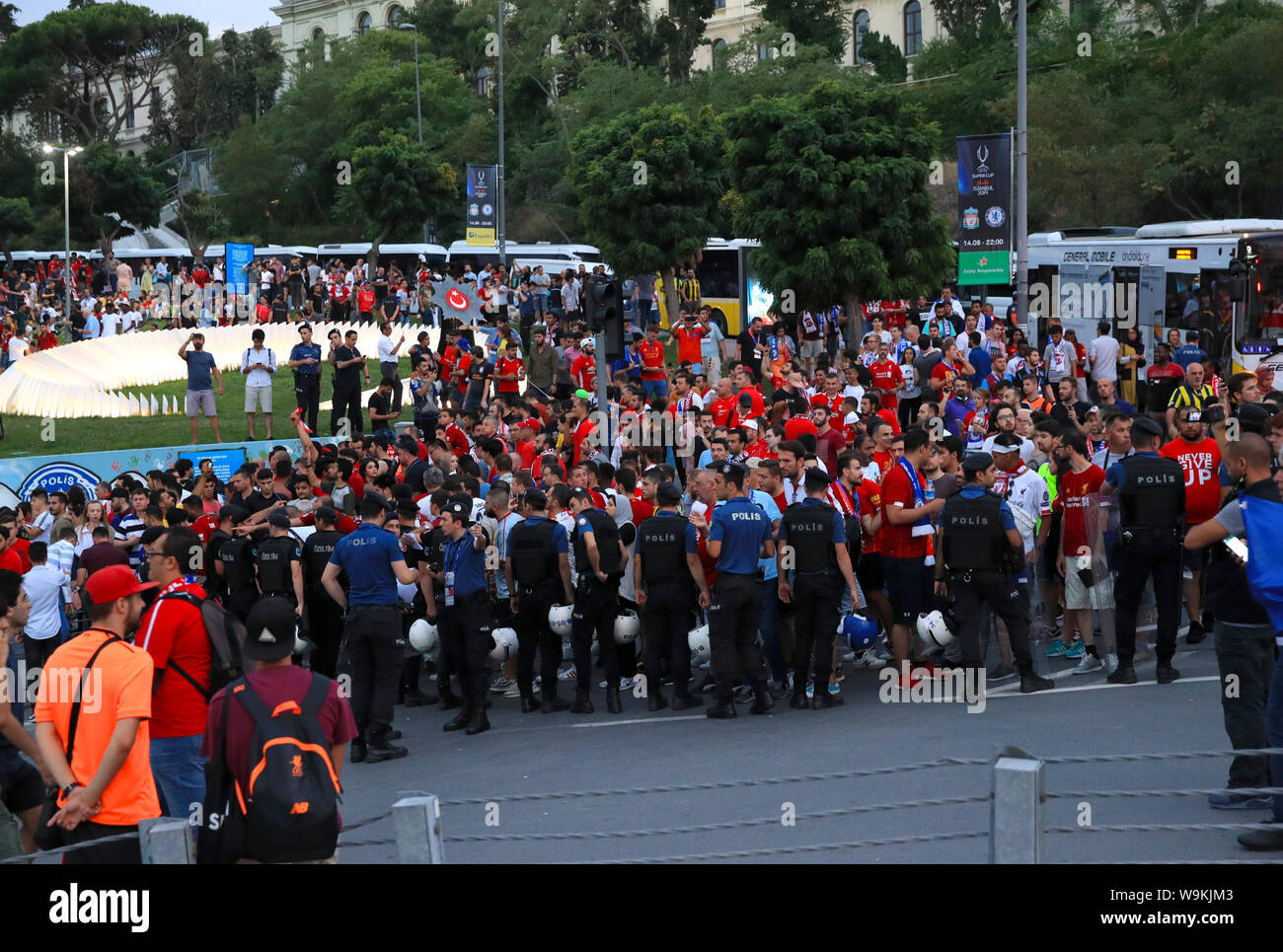 Liverpool fans ahead of the UEFA Super Cup Final at Besiktas Park ...