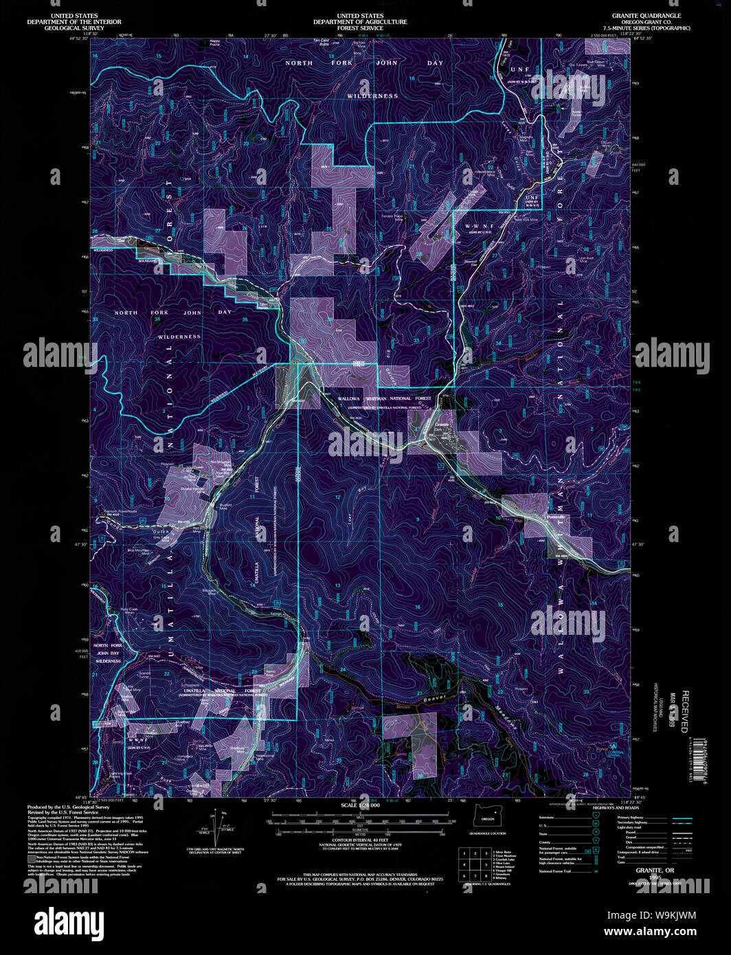 USGS Topo Map Oregon Granite 280068 1995 24000 Inverted Restoration ...
