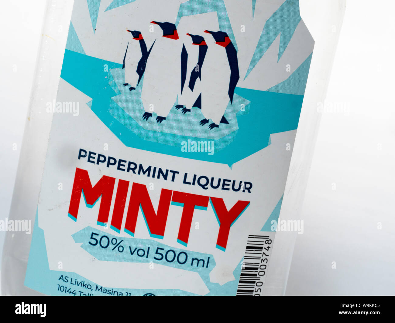 Minty Peppermint Liquer 0.5 l bottle isolated on white background Stock ...