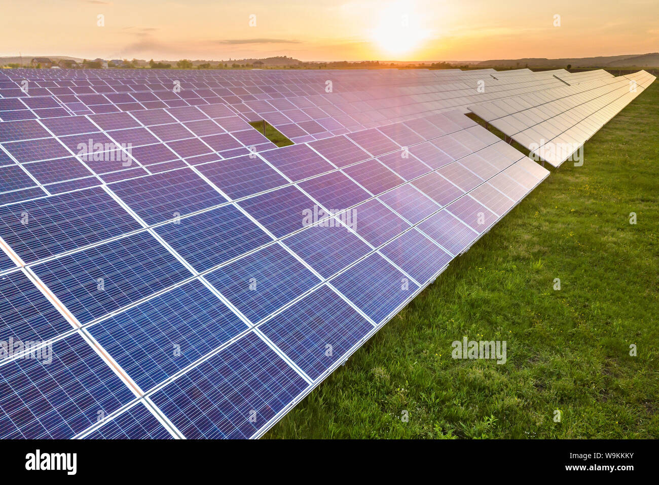 Blue solar photo voltaic panels system producing renewable clean energy ...