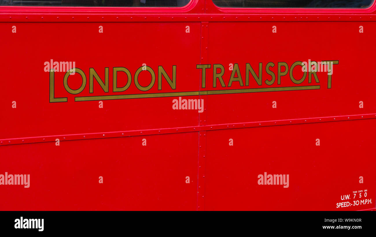 The Iconic London Transport brand sign on the side of a London Bus ...