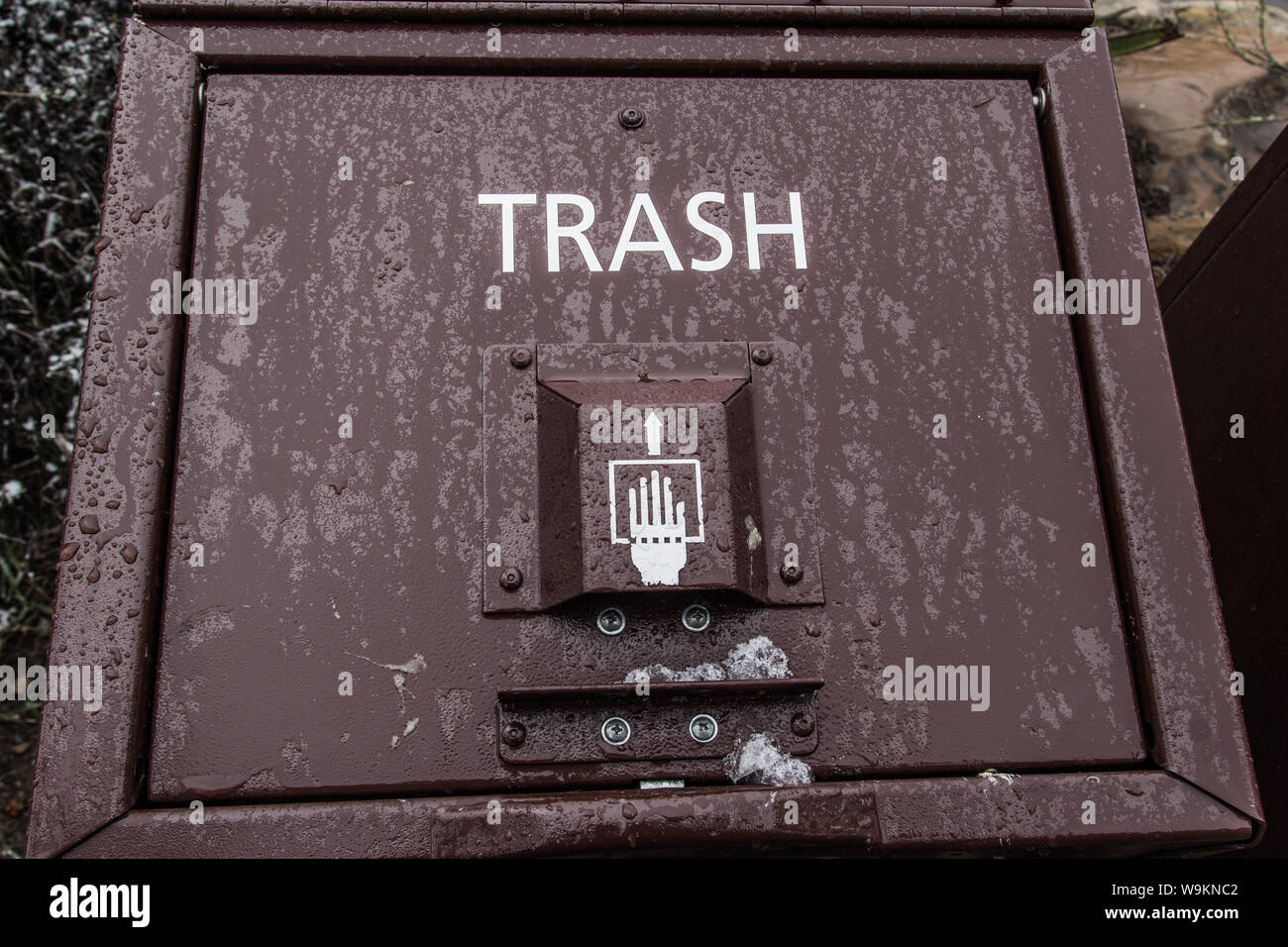 Trash safe from bears in Mesa Verde National Park Stock Photo - Alamy