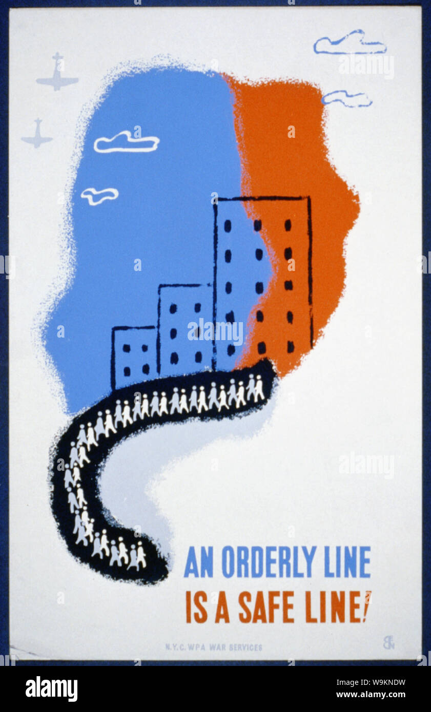 An orderly line is a safe line! Abstract: Poster promoting safety ...